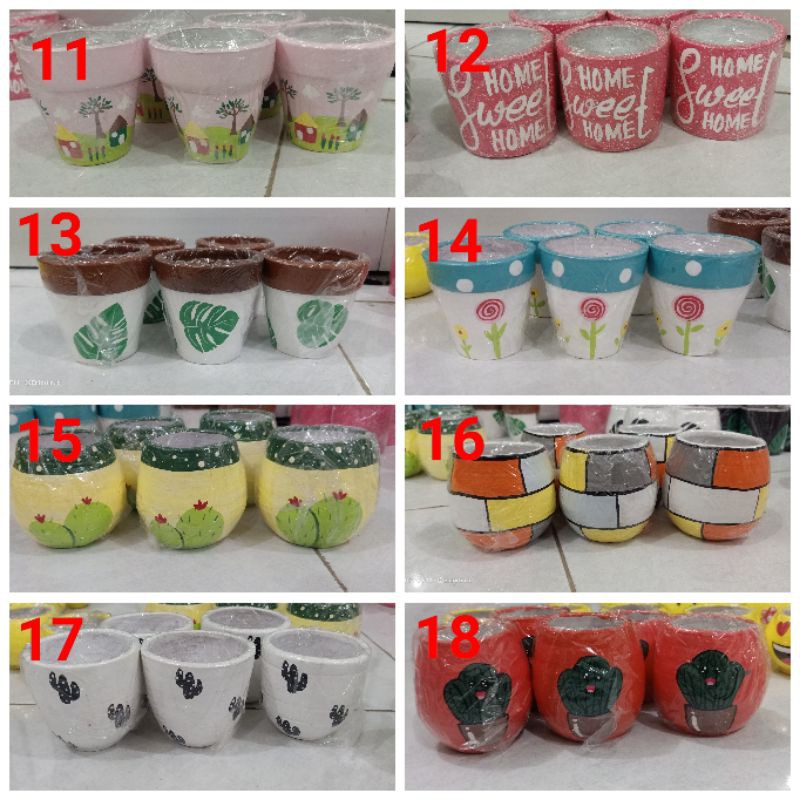 Jual pot karakter/pot tanah liat/pot unik/pot lucu/pot emoticon/pot ...