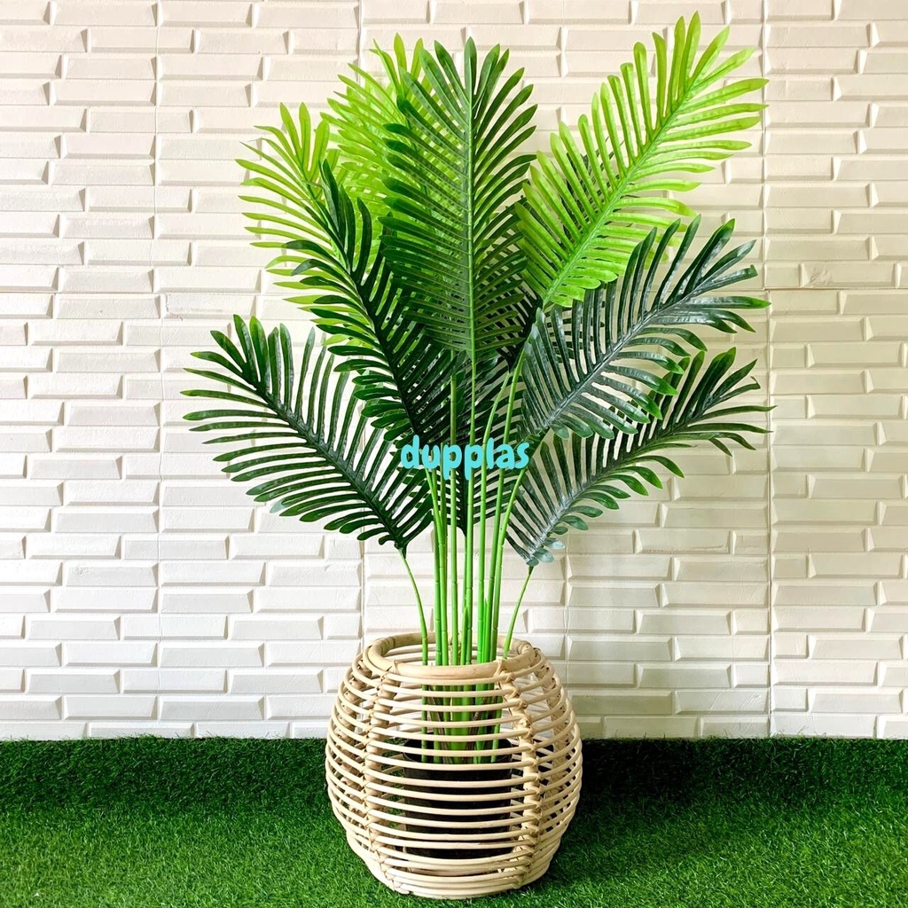 Jual Pohon Daun Palem T130 Latex Cover Rotan Kupas Lampion Pot Dasar ...