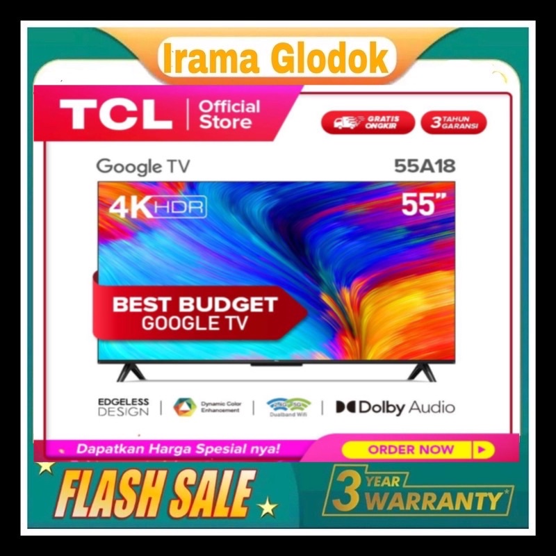 Jual LED TV TCL 55 INCH 55A18 A18 GOOGLE TV 4K UHD ANDROID SMART TV | Shopee Indonesia