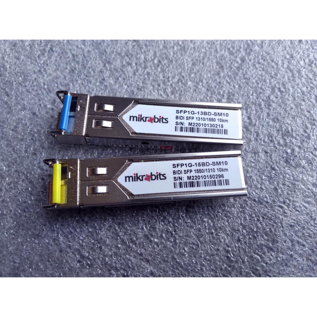 Jual SFP bidi 10km 1G 15 13 BD SM10 mikrotik 1550 1310 fiber mikrobits ...