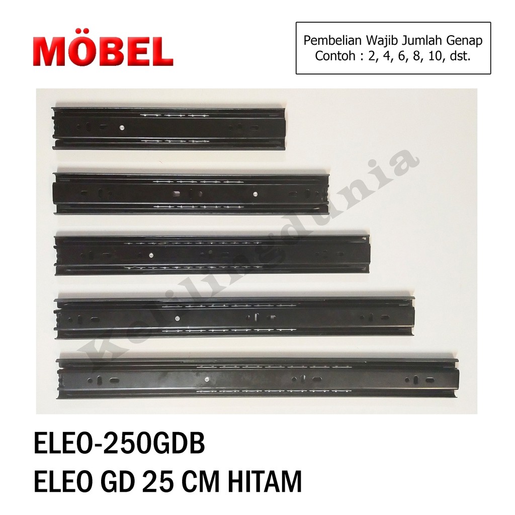 Jual Rel Laci Double Full Extension Ball Bearing FE45 Huben Merk ELEO ...