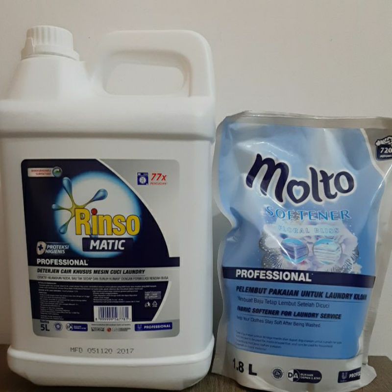 Jual Rinso Matic 5L+Molto softener 1,8L / Rinso Matic free molto 1,8L ...