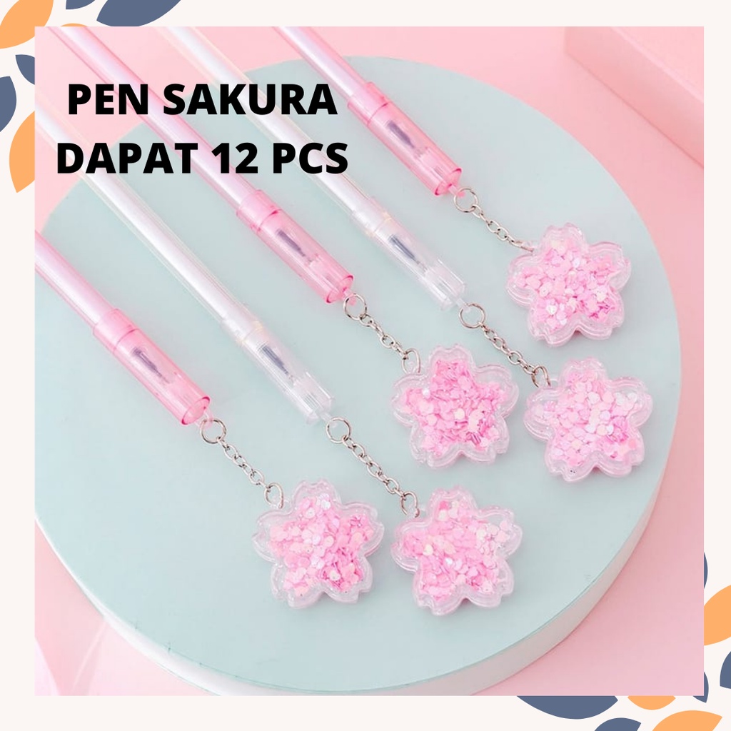 Jual PEN BUNGA SAKURA 1 LUSIN DAPAT 12 PCS PENA BOLPEN BALLPOINT ...