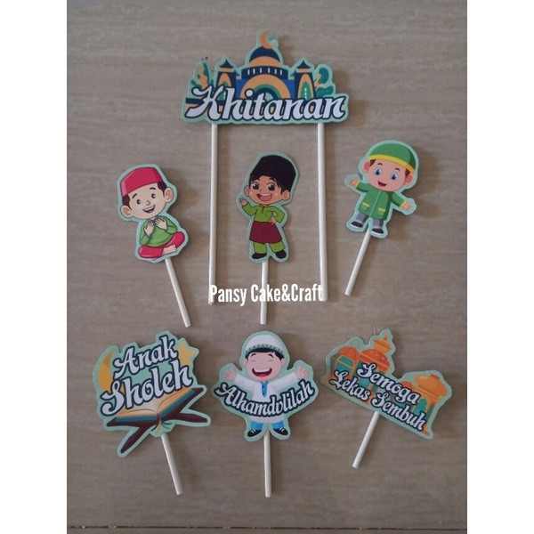 Jual Cake topper / Cupcake topper Khitanan + banner EKONOMIS | Shopee ...