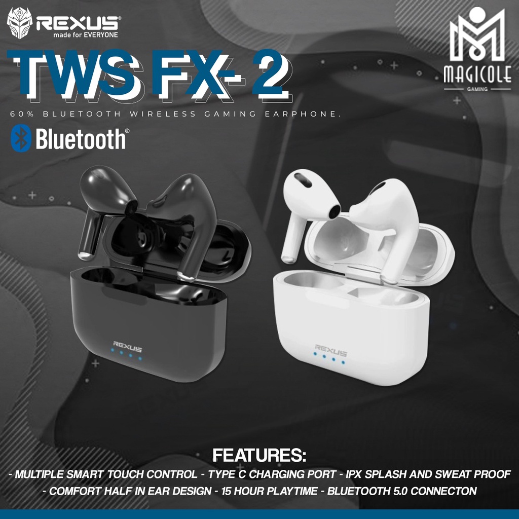 Jual Rexus TWS FX2 Bluetooth Wireless Gaming Earphone | Shopee Indonesia