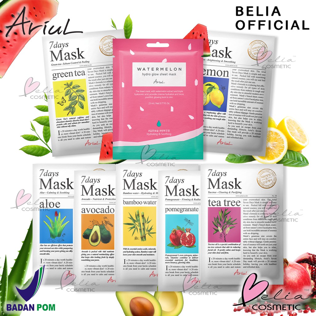 Jual BELIA ARIUL ️BPOM 7 Days Mask Sheet + 7days Plus 20g Watermelon ...