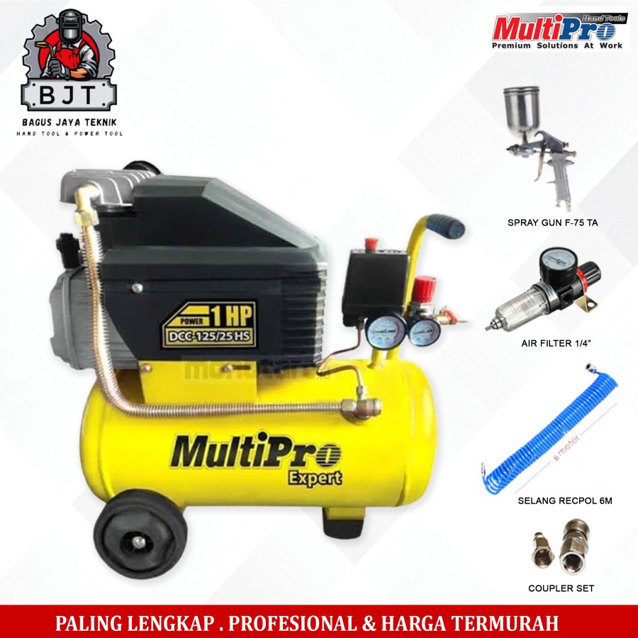 Jual PAKET HEMAT Kompresor Pumpa Angin multipro 1HP DCC-125 25liter ...