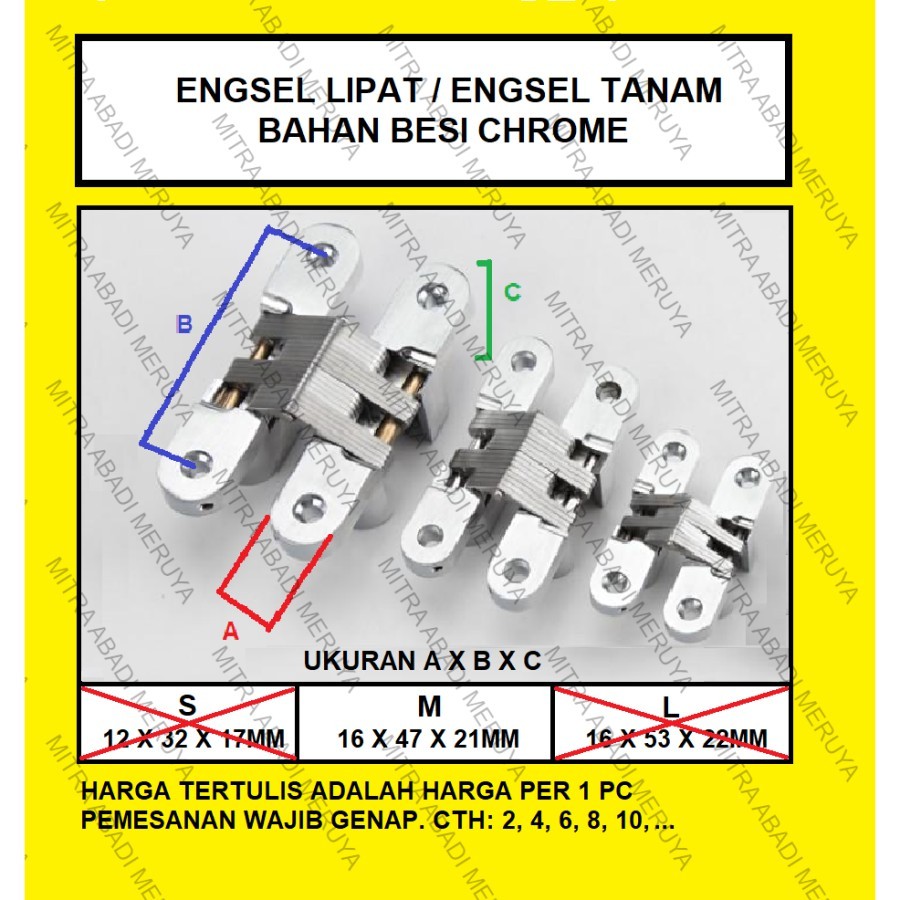 Jual Engsel Tanam Engsel Concealed Cross Hinge Ukuran M | Shopee Indonesia