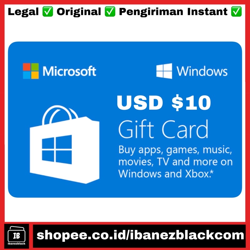 Jual Microsoft Windows $10 Gift Card Digital Code Indonesia|Shopee ...