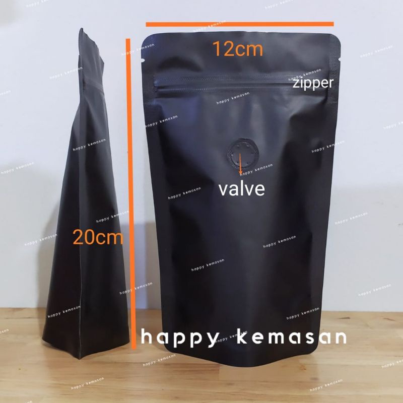 Jual Standing Pouch Zipper dan Valve uk.12x20cm (100gr kopi) | Shopee ...