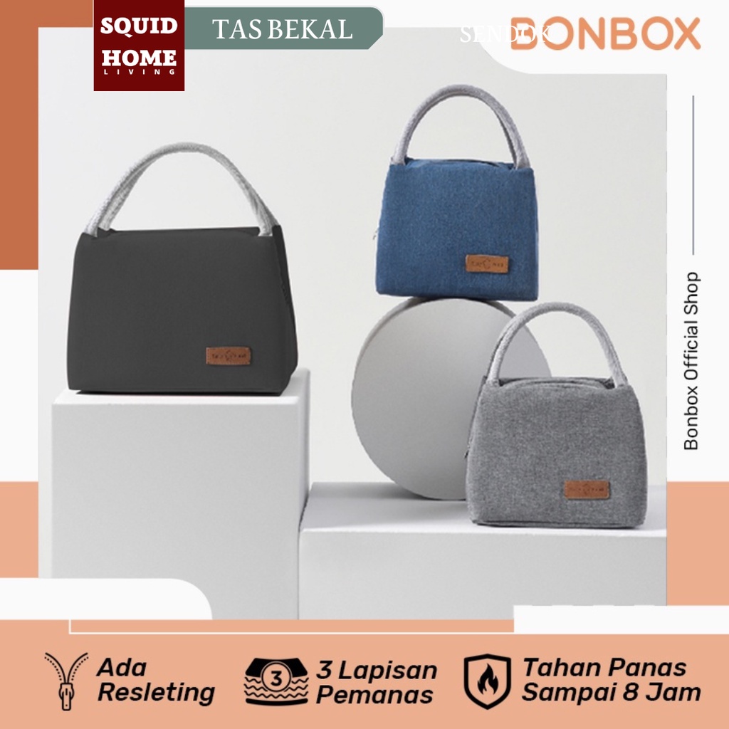 Jual BONBOX Tas Bekal Tahan Panas Lunch Bag Multifungsi Lapis Insulasi Desain Minimalis Tas ...