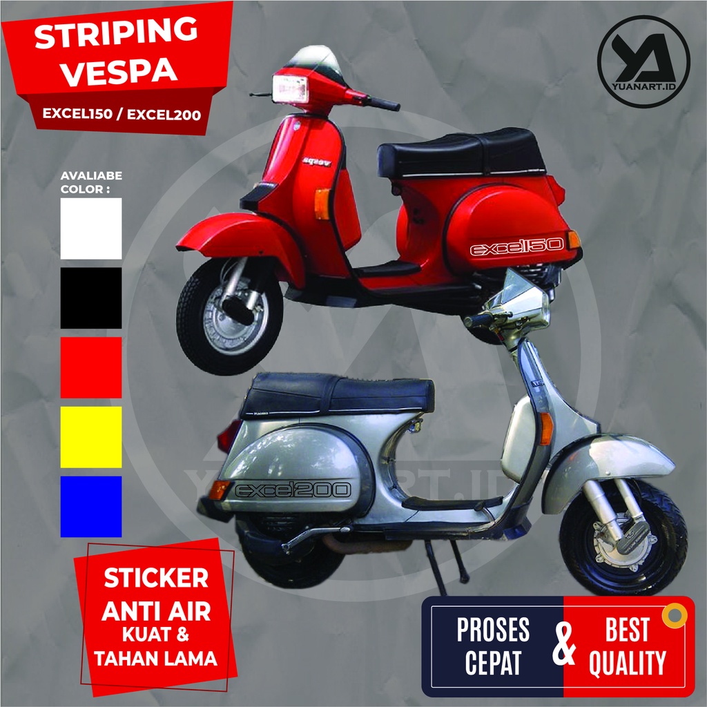 Jual Sticker vespa EXCEL 150 Cuting Stiker EXCEL 200 Variasi Nama ...