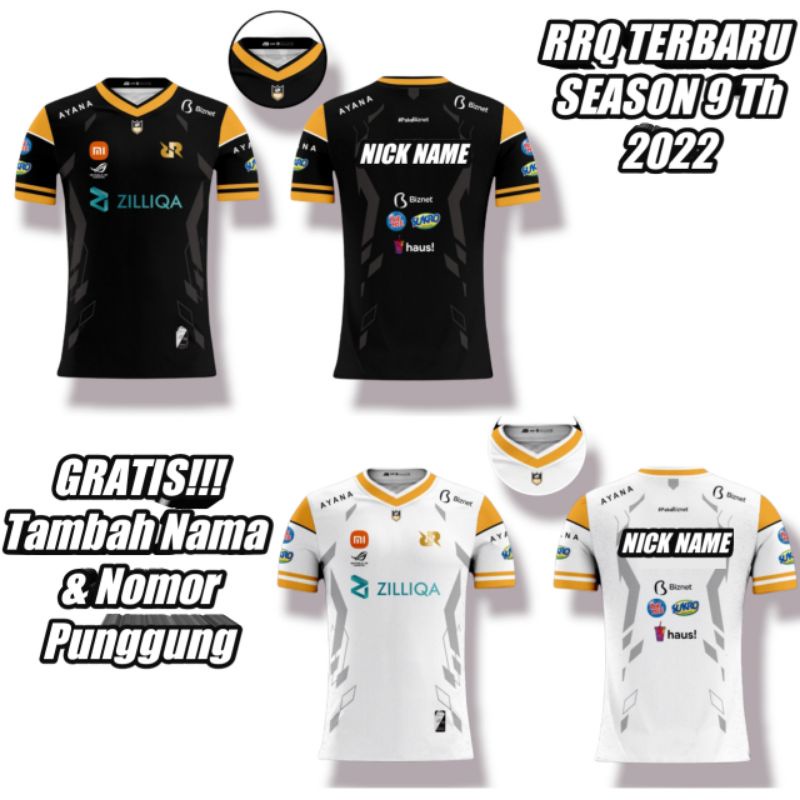 Jual Jersey RRQ terbaru 2022 MPL season 9 Hitam putih anak dan dewasa ...