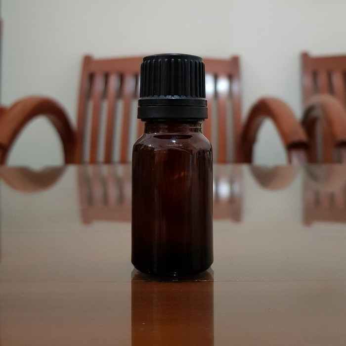 Jual BOTOL KACA AMBER 10ML COKLAT - TUTUP FILLER HITAM beling 10 ml ...
