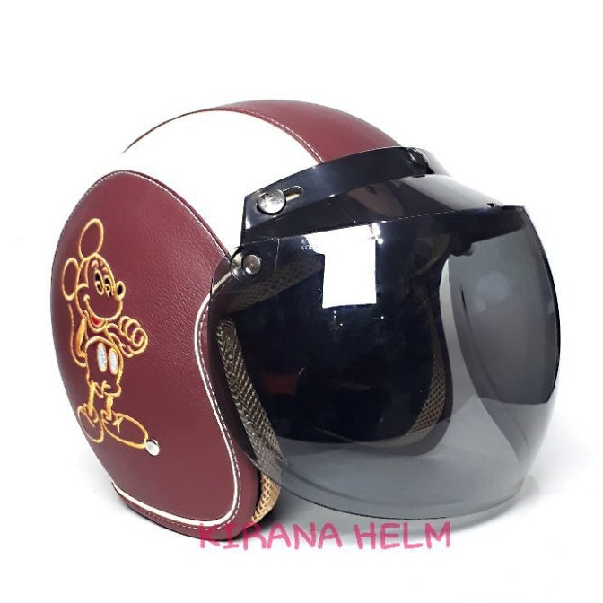 Jual Helm Bogo Dewasa | Helm Bogo Full Kulit Gambar Mickey Mouse ...