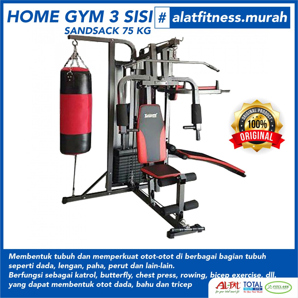 Alat Gym & Fitnes HOME GYM 3 SISI + SAND SACK BEBAN 75KG | Shopee Indonesia