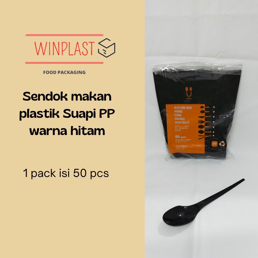 Jual Sendok makan plastik Suapi PP warna hitam 1 pack isi 50 pcs ...