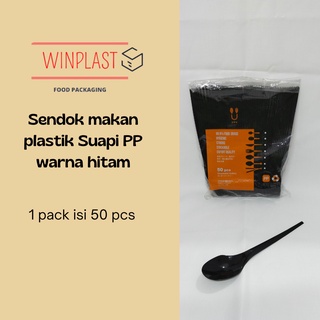 Jual Sendok makan plastik Suapi PP warna hitam 1 pack isi 50 pcs ...