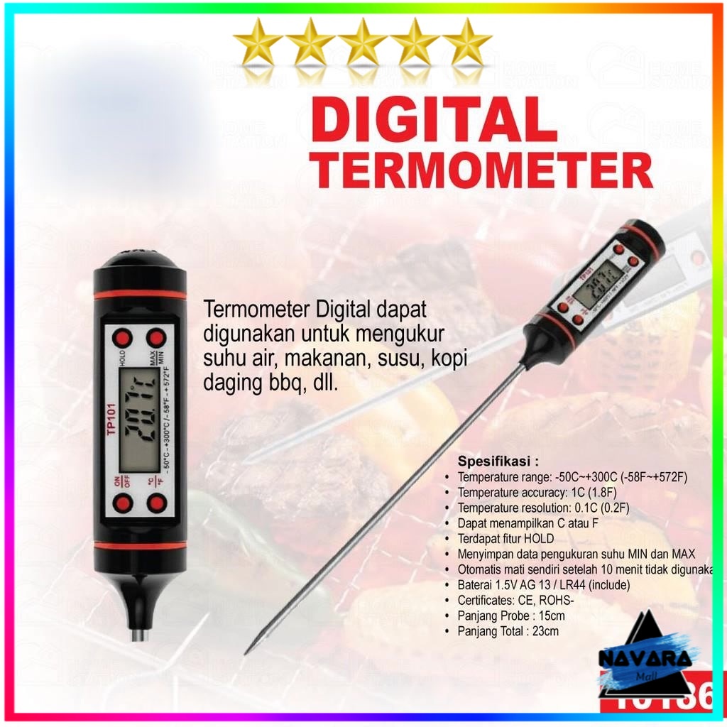 Jual Termometer Masak Digital Thermometer Dapur & Makanan Waterproof ...