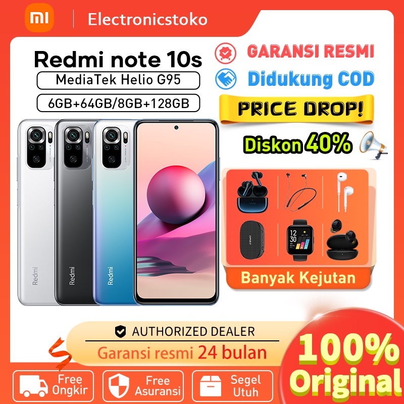 Jual Xiaomi Redmi Note 10s RAM 8GB ROM128GB Helio G95 64MP Quad Kamera AMOLED 6.43" inch 5000mAh ...