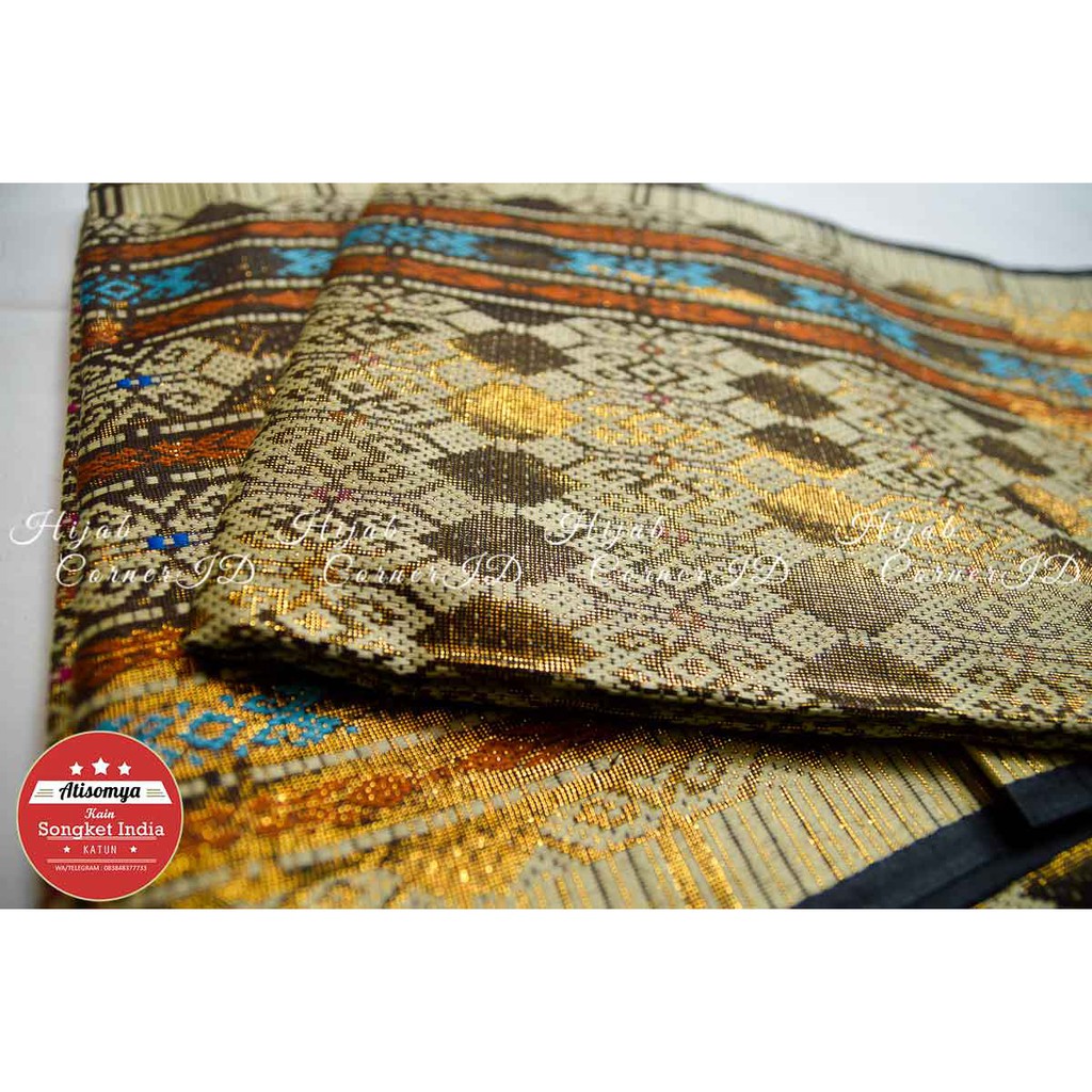 Jual Bahan Kain Songket untuk Kebaya 1 Set Selendang - Black Gold ...