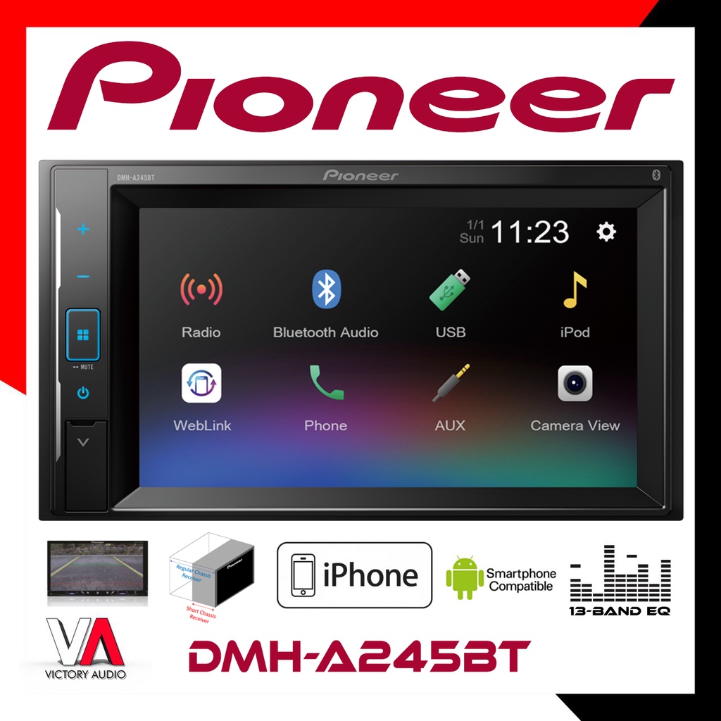 Jual Head Unit Double Din PIONEER DMH-A245BT Ukuran Layar 6.2 Inch ...