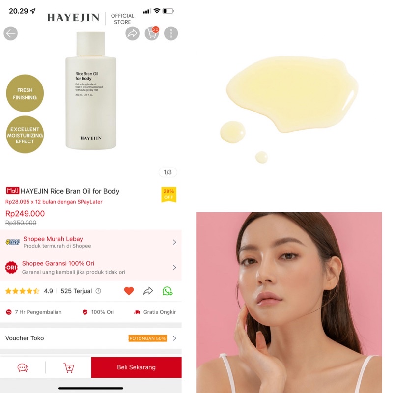 Jual HAYEJIN Rice Bran Oil for Body | Shopee Indonesia