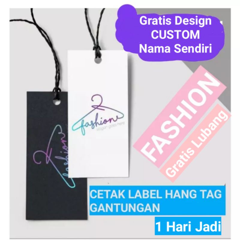 Jual Custom Hang Tag Baju Pakaian Olshop label merk harga size jualan ...