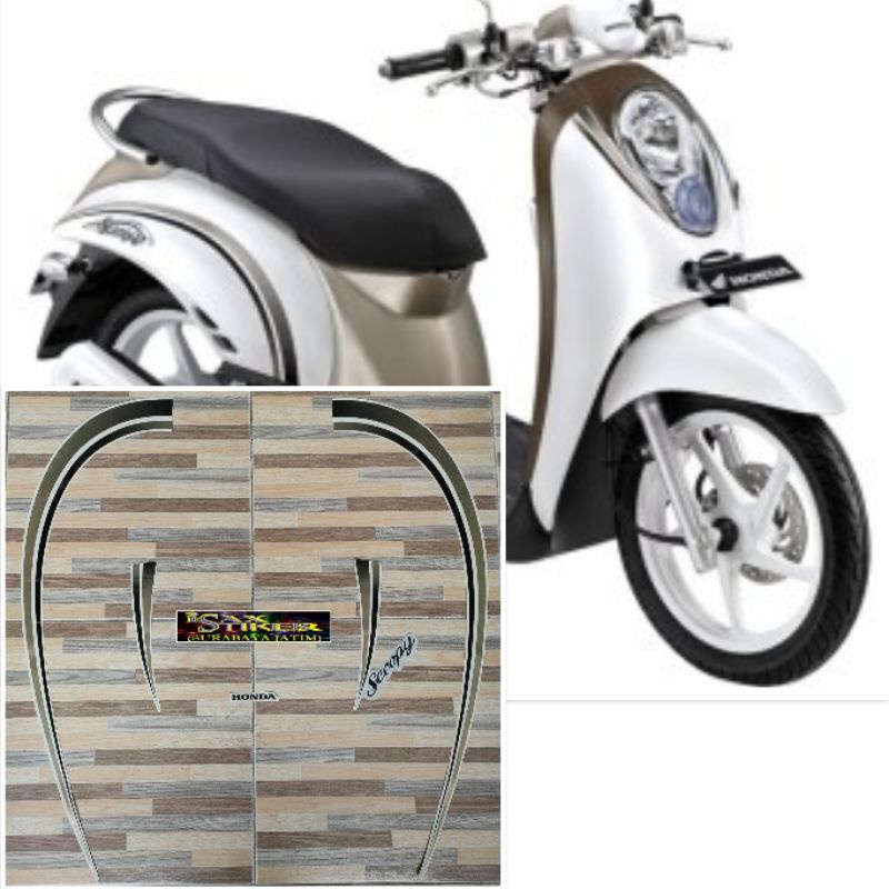 Jual striping original Honda Scoopy putih cream coklat tahun 2011 2012 ...