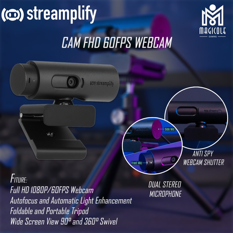 Jual Streamplify CAM FHD 60FPS Webcam 1080P Autofocus Stereo Microphone ...