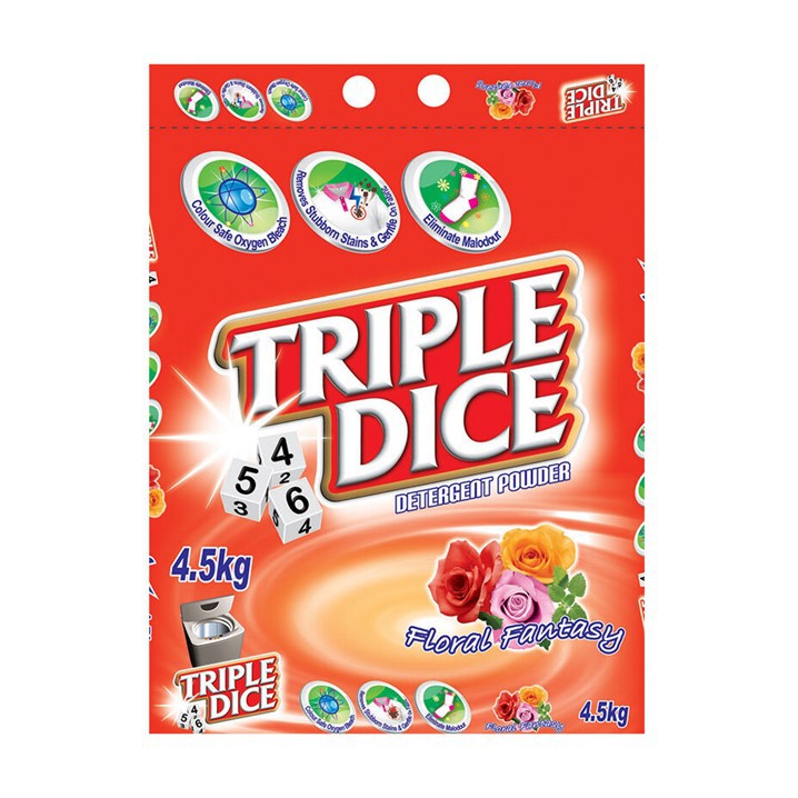 Jual TRIPLE DICE, Detergent Powder, Floral Fantasy 4.5 kg | Shopee ...