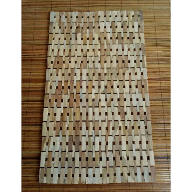 Jual Tikar kayu motif / karpet kayu motif full jati 70cm x 120cm ...