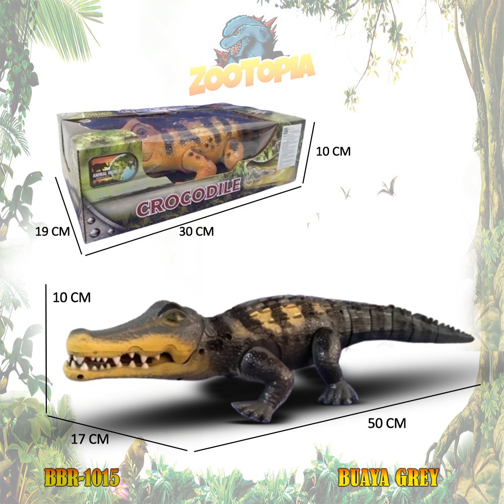 Jual Buaya Crocodile warna abu abu Hewan Binatang Baterai Mainan Anak ...