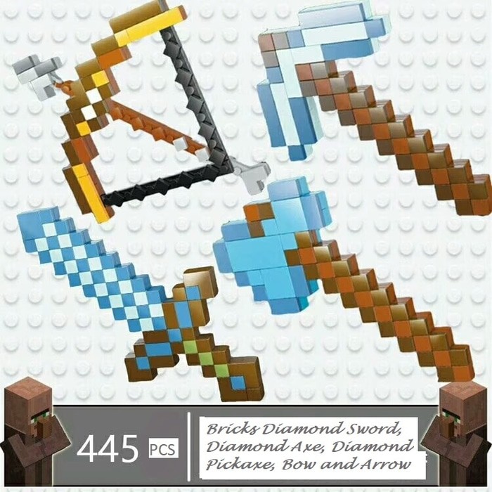 Jual Lepin 03050 : Minecraft Tools and Weapons Displays with Minifigure ...