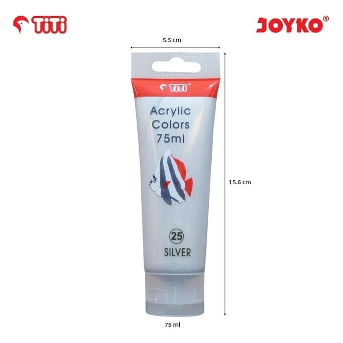 Jual Acrylic Color Cat Akrilik Joyko TiTi ACC-75ML-25 Silver Color ...