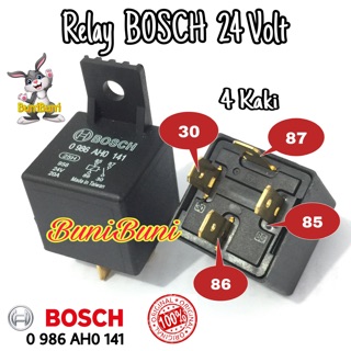 Relay BOSCH 24V 4 Kaki / Relai Rilei Bosch 24 Volt 4 Pin Kaki 100% Asli ...