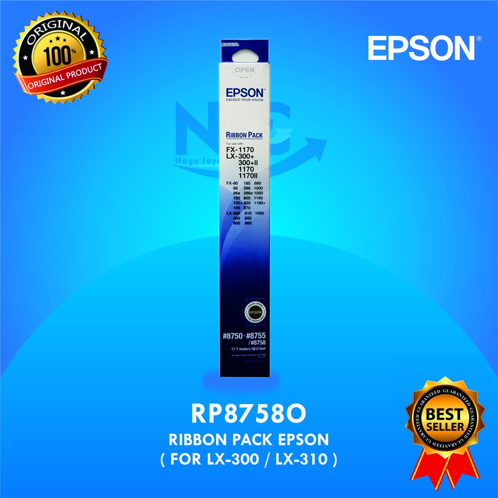 RIBBON PACK REFILL ASLI PRINTER EPSON 8750 8755 # 8758 LX 300 310 1170 ...