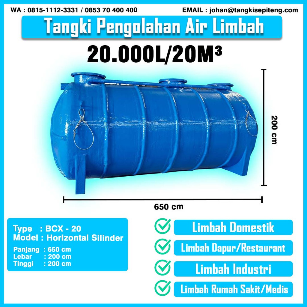Jual 20000L-TANGKI Pengolahan Air Limbah IPAL|20000 Liter-2M3|STP ...