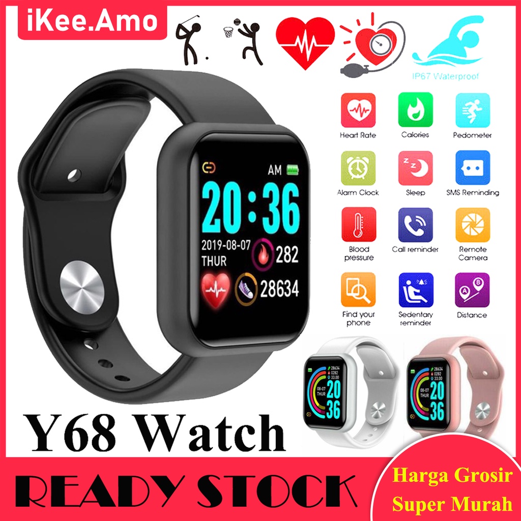 Jual JAM Smartwatch Y68 Original Anti Air IP67 Asisten Olahraga dan ...