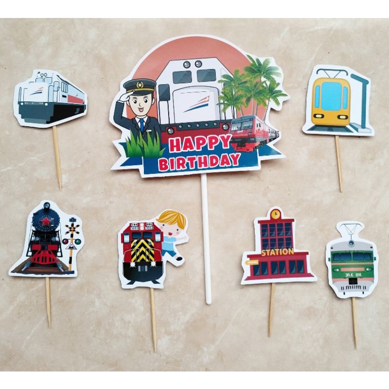 Jual satu set cake topper toper hiasan kue ulang tahun karakter masinis ...
