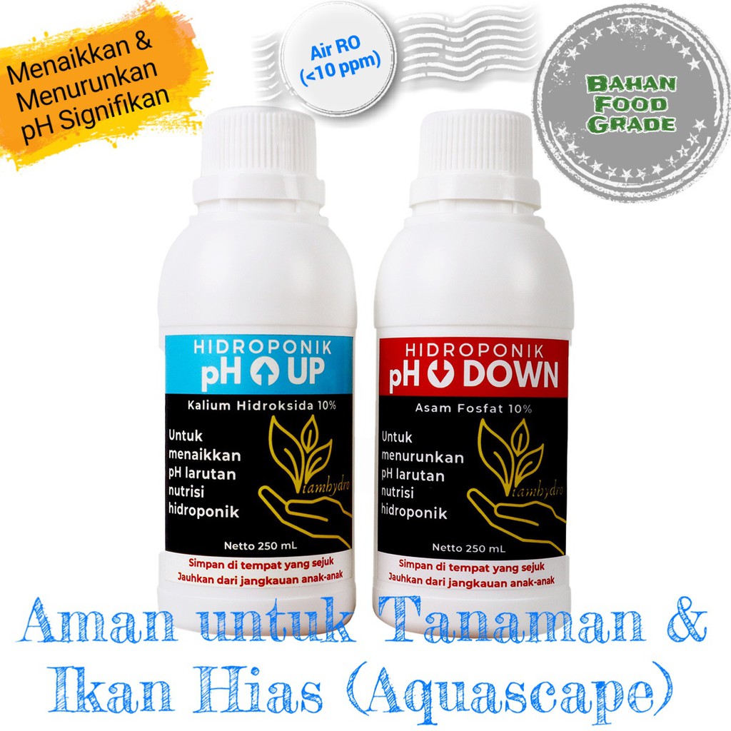 Jual Paket pH UP+DOWN 250mL dari Bahan Food Grade & Air RO (Reverse Osmosis) untuk Hidroponik ...