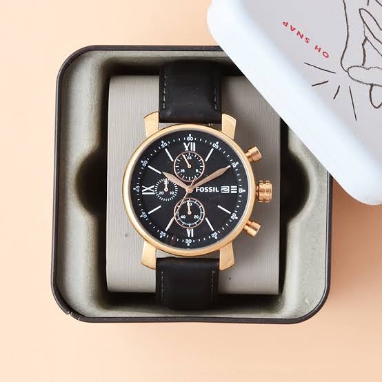 Jual Fossil Rhett Chronograph Black Leather Watch BQ1008 | Shopee Indonesia
