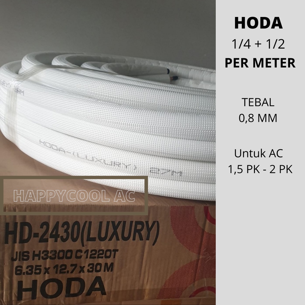 Jual Pipa AC Merk HODA 2 PK Tebal 0.8 mm HD 2430 Pipa AC 1/4 X 1/2 (Per Meter) | Shopee Indonesia