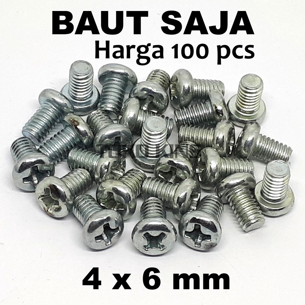Jual Baut kepala obeng plus 4mm 4 x 6 mm JP M4 x 6 per 100 pcs | Shopee ...