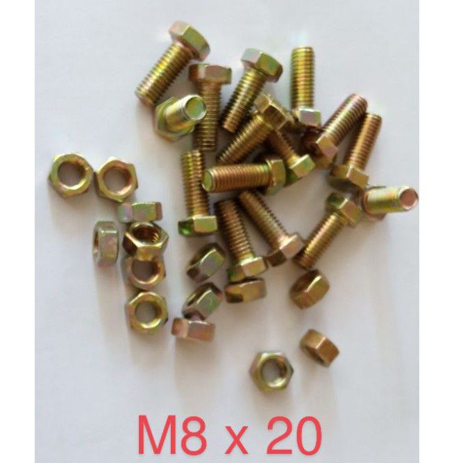 Jual MUR BAUT BESI SIKU BERLUBANG. M8 X 20 mm. Kuning | Shopee Indonesia