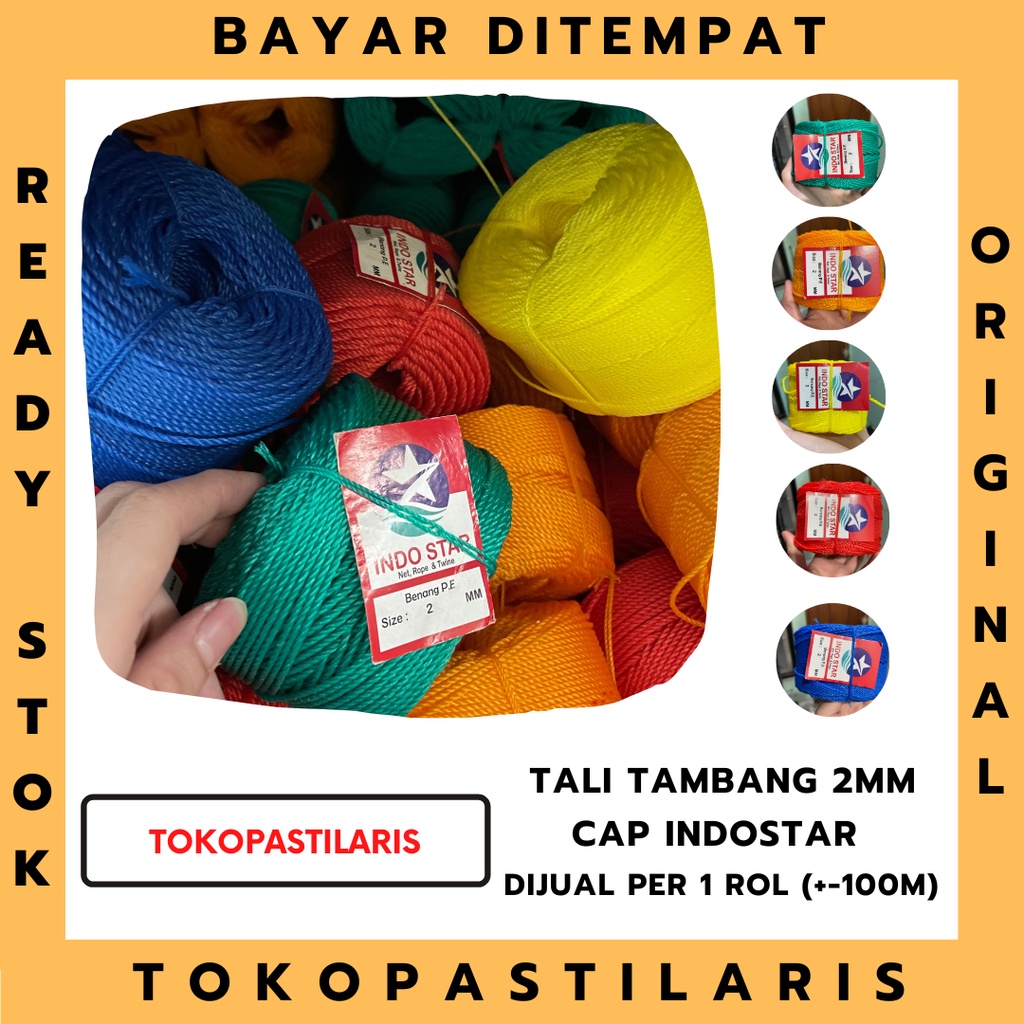 Jual TALI TAMBANG PLASTIK KECIL PE 2mm +/-100 Meter (1 ROL) | Shopee Indonesia