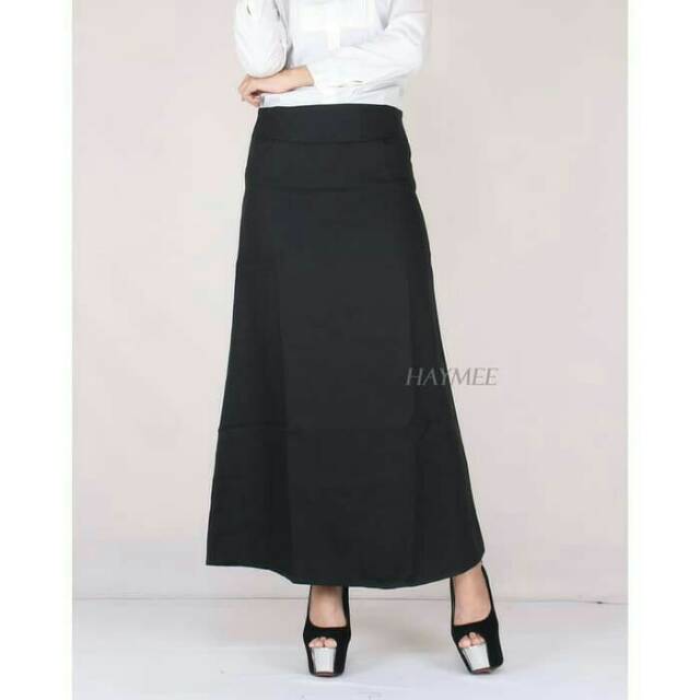 Rok Line A ROK kantor formal kerja Rok hitam polos casual pinggang ...
