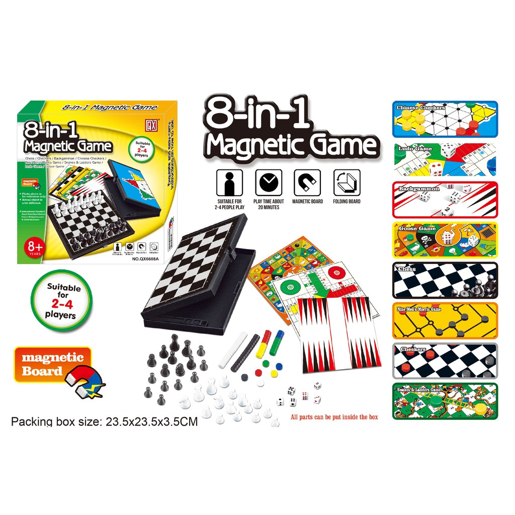 Jual DISKON MAGNETIC BOARD GAME 8in1 LUDO ULAR TANGGA HALMA CATUR CHESS ...
