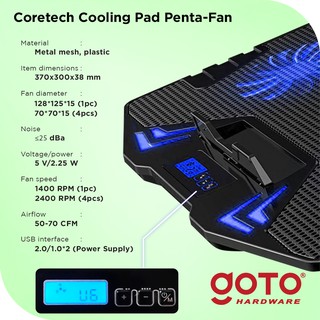 Jual Coretech Penta-Fan Cooling Pad Kipas Fan Pendingin Laptop Portable ...