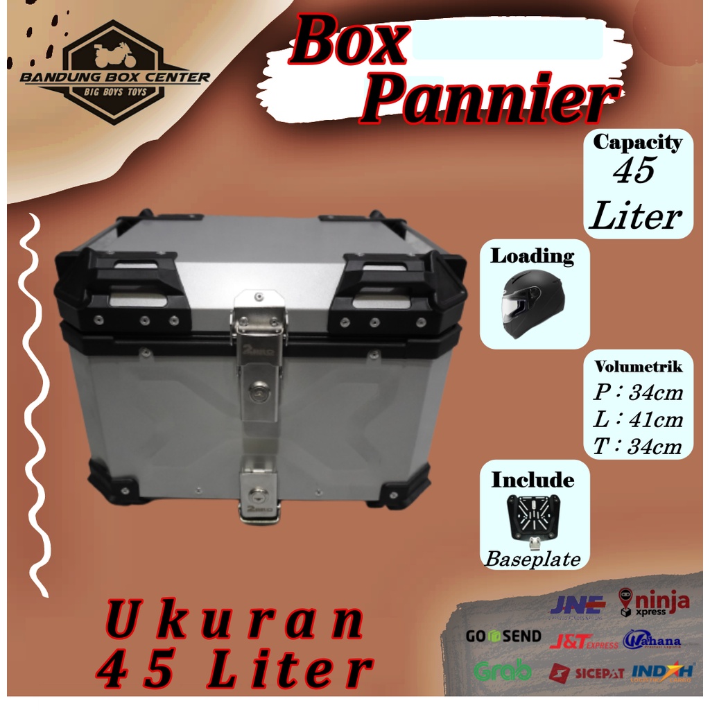 Jual Box Motor Panier Box Pannier Box Almunium 45 Liter Alumunium Top ...